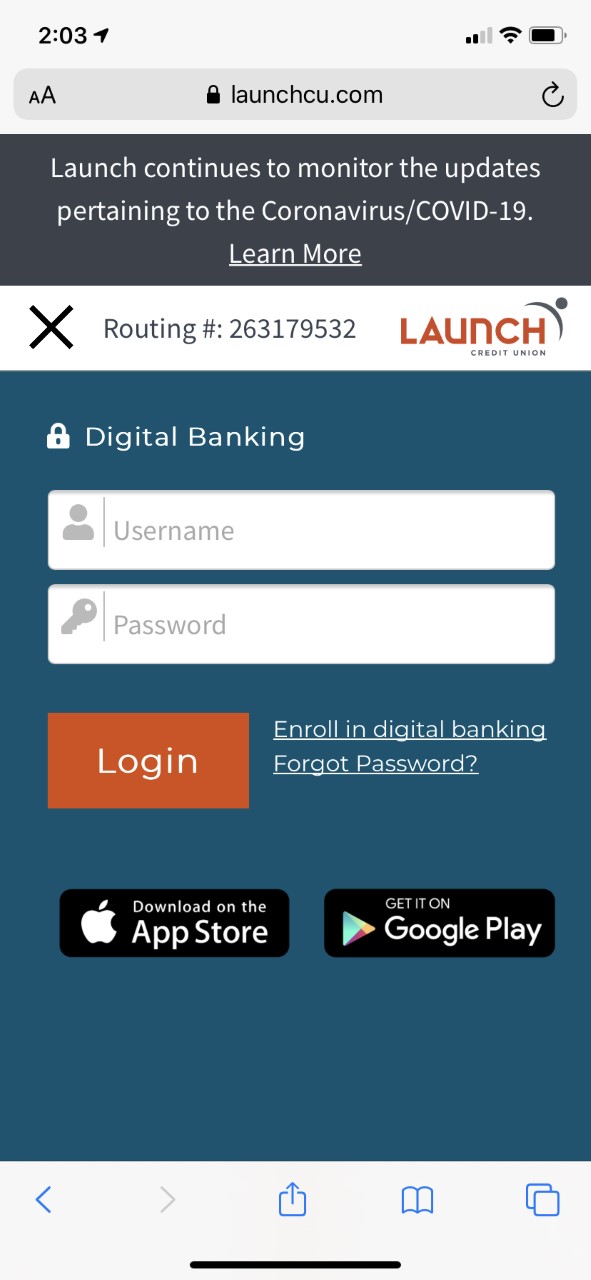 Logging in to Digital Banking - Launch Credit Union